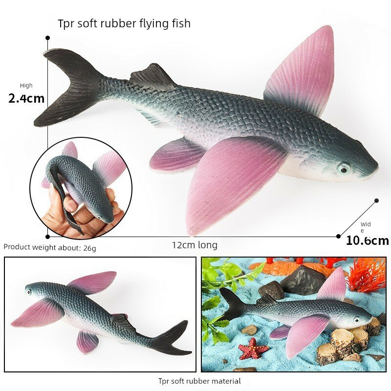 Сплошная мягкая резиновая игрушка-летучая рыба для детей, 9 см, развивающая, безопасная, снимает стресс