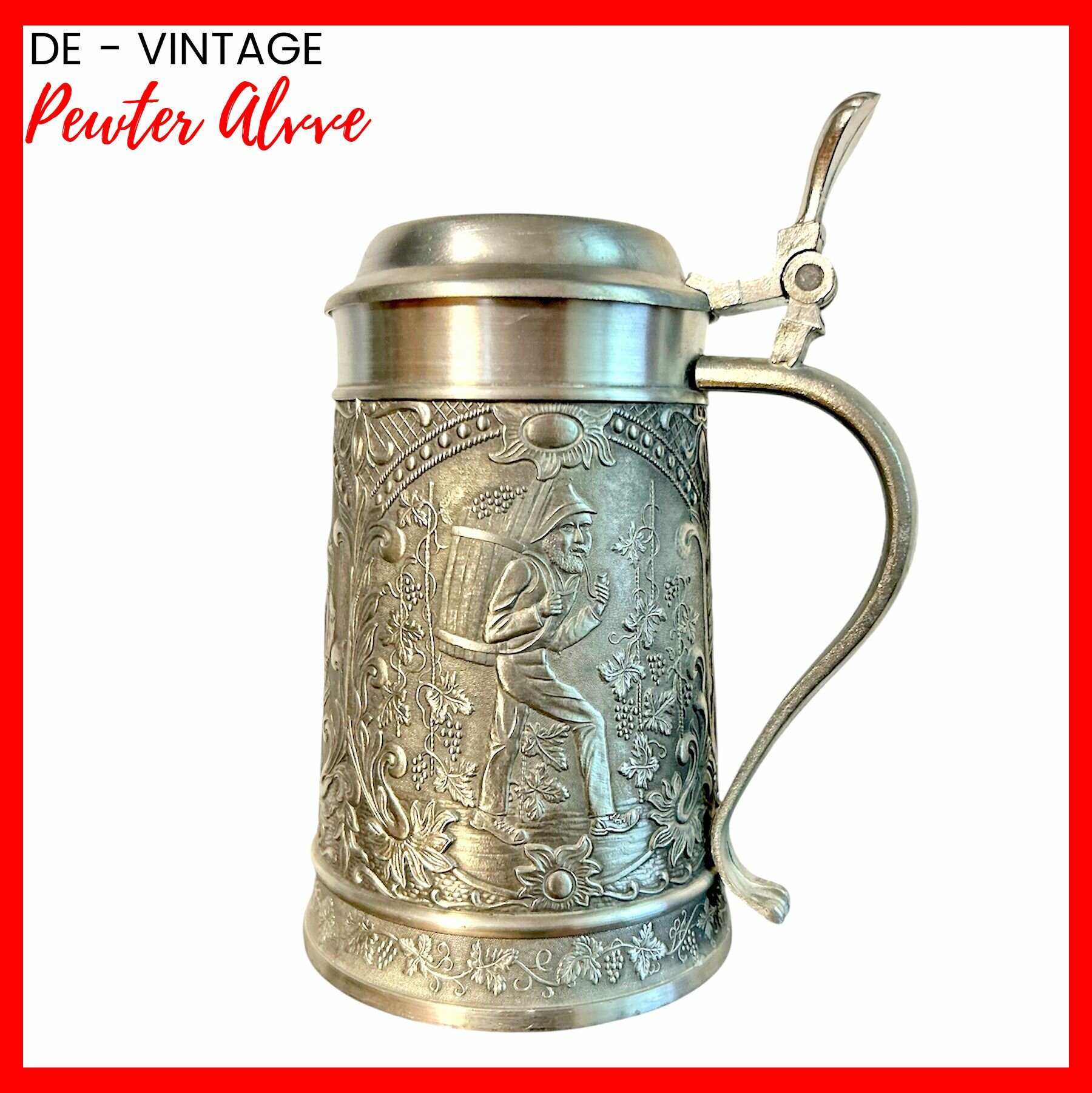 Кружка пивная, оловянная Pewter Alvve, винтаж. Германия