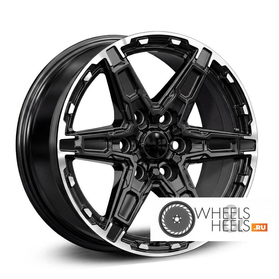 Диск автомобильный литой КиК Дистрикт 18x8 6x139.7 et25 dia106.1 Черный с полированным ободом
