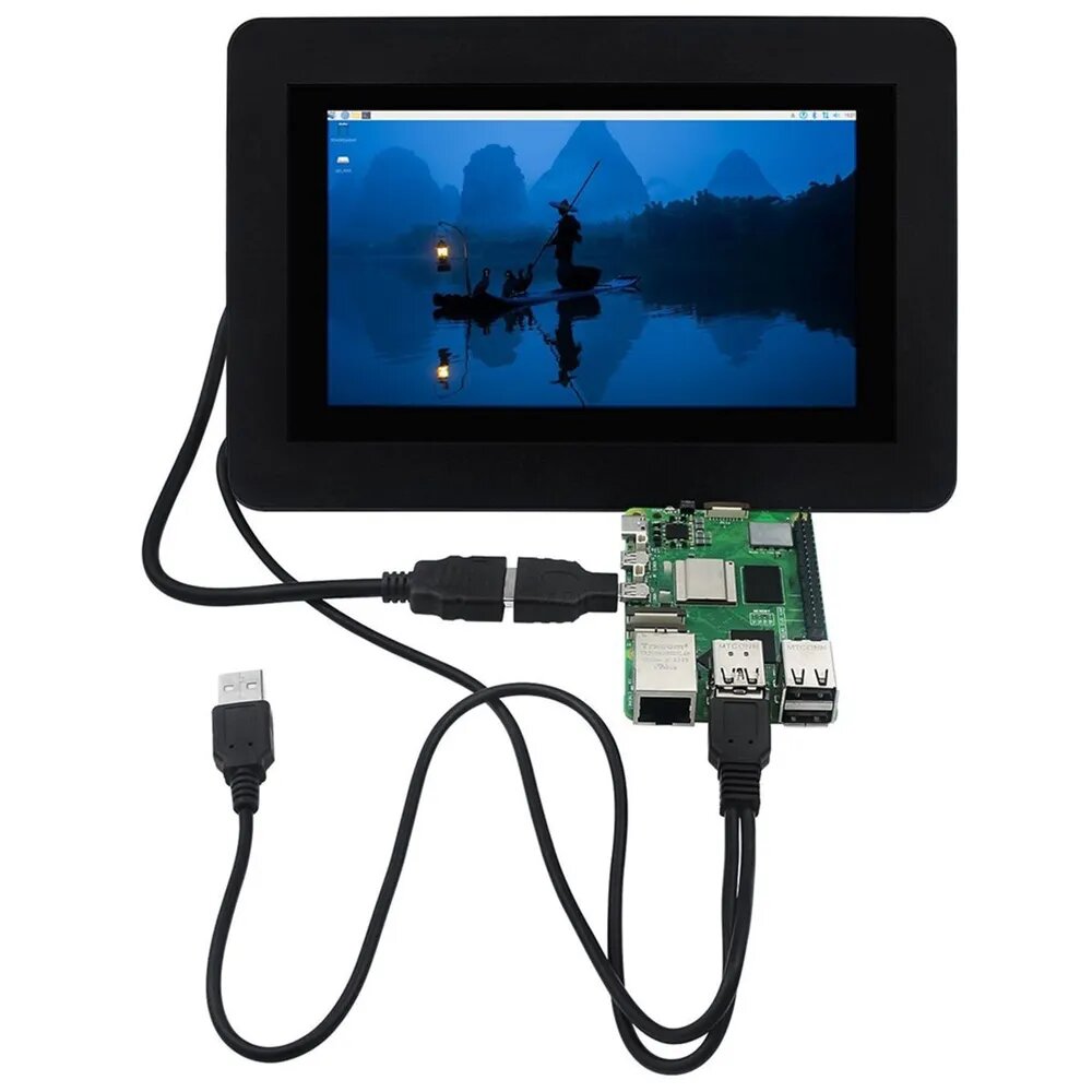 7-дюймовый емкостный сенсорный дисплей, разрешение 1024 x 600 пикселей, IPS-матрица, оптическое закаленное стекло Point