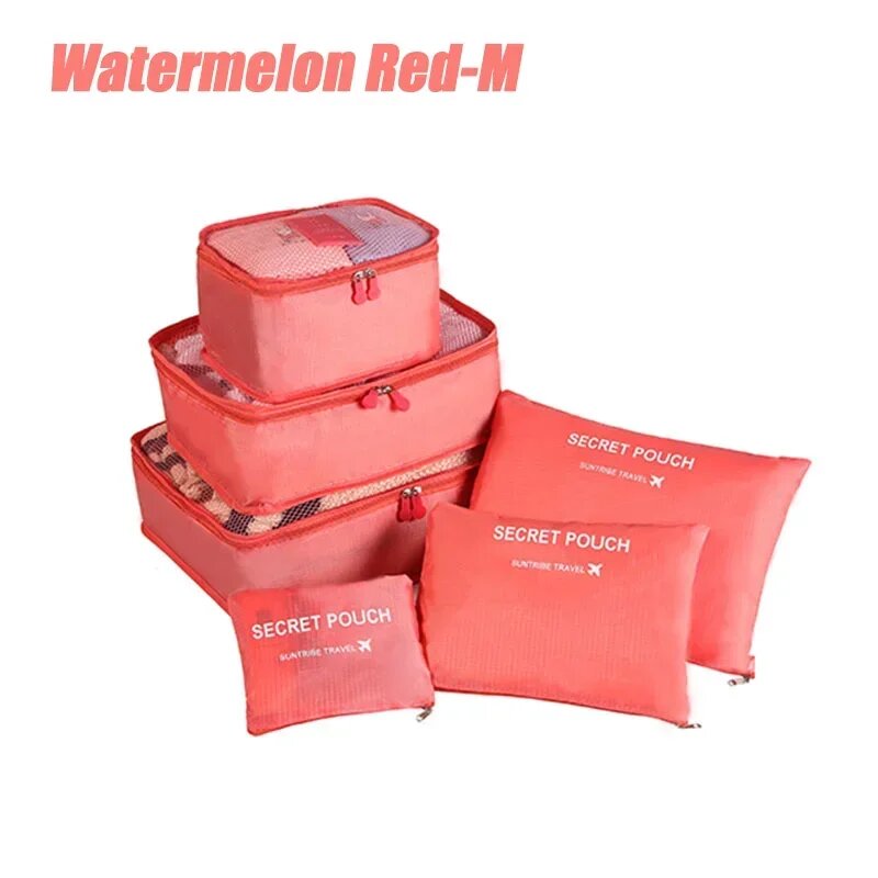 Набор органайзеров для багажа из 6 штук Красный, WatermelonRed-M