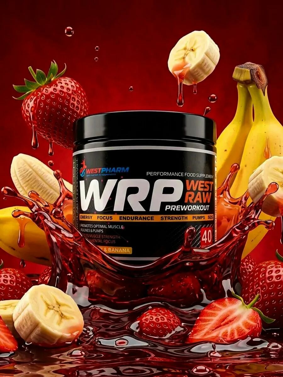 WRP предтренировочный комплекс со вкусом Strawberry-Banana / 320 гр, 40 порций