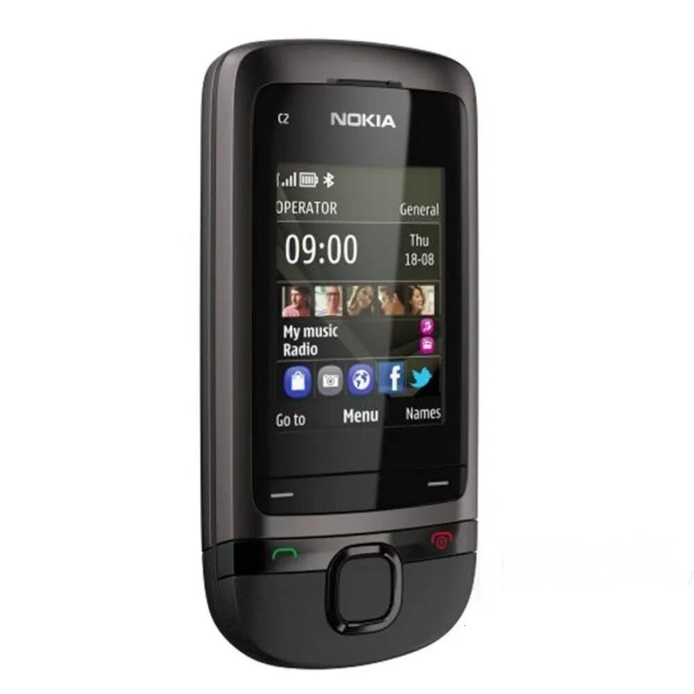 Мобильный телефон Nokia C2-05 черный матовый белый слайдер