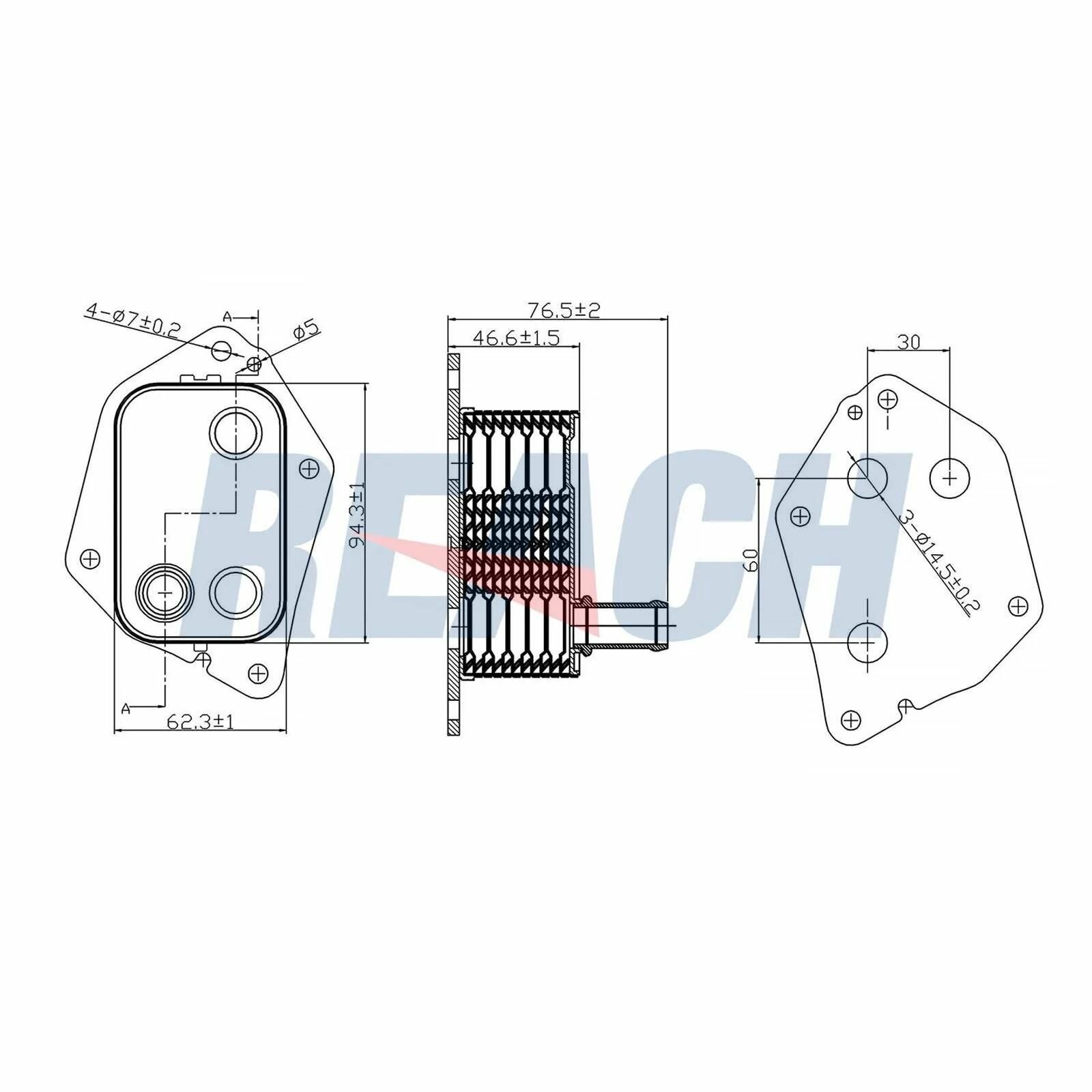 Радиатор масляный REACH 1.24.11172 Kia Spectra II Ld 04- 1.6 Crdi