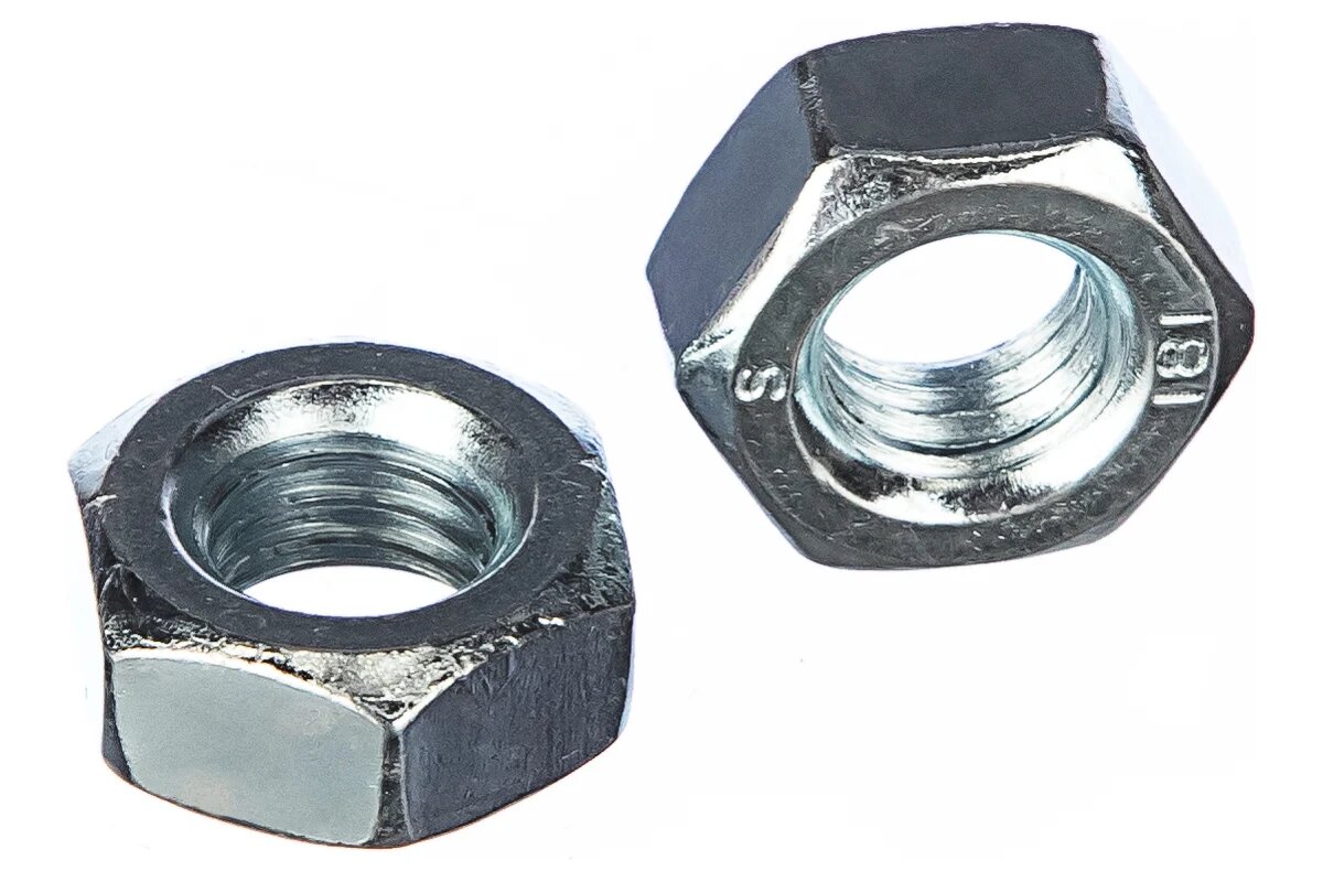Гайка DIN934 шестигранная оцинкованная сталь M10 50 шт Gigant ГОСТ 5915‑70/5927‑70/15526‑70 ISO 4032 шаг резьбы 1.5 мм размер под ключ 17 мм класс прочности 8