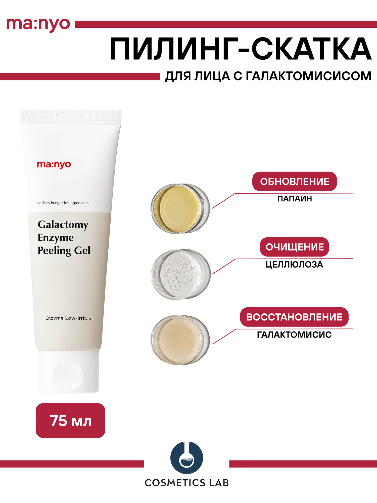 Ma: nyo / Энзимный пилинг-гель с галактомисисом / Galactomy Enzyme Peeling Gel, 75 мл