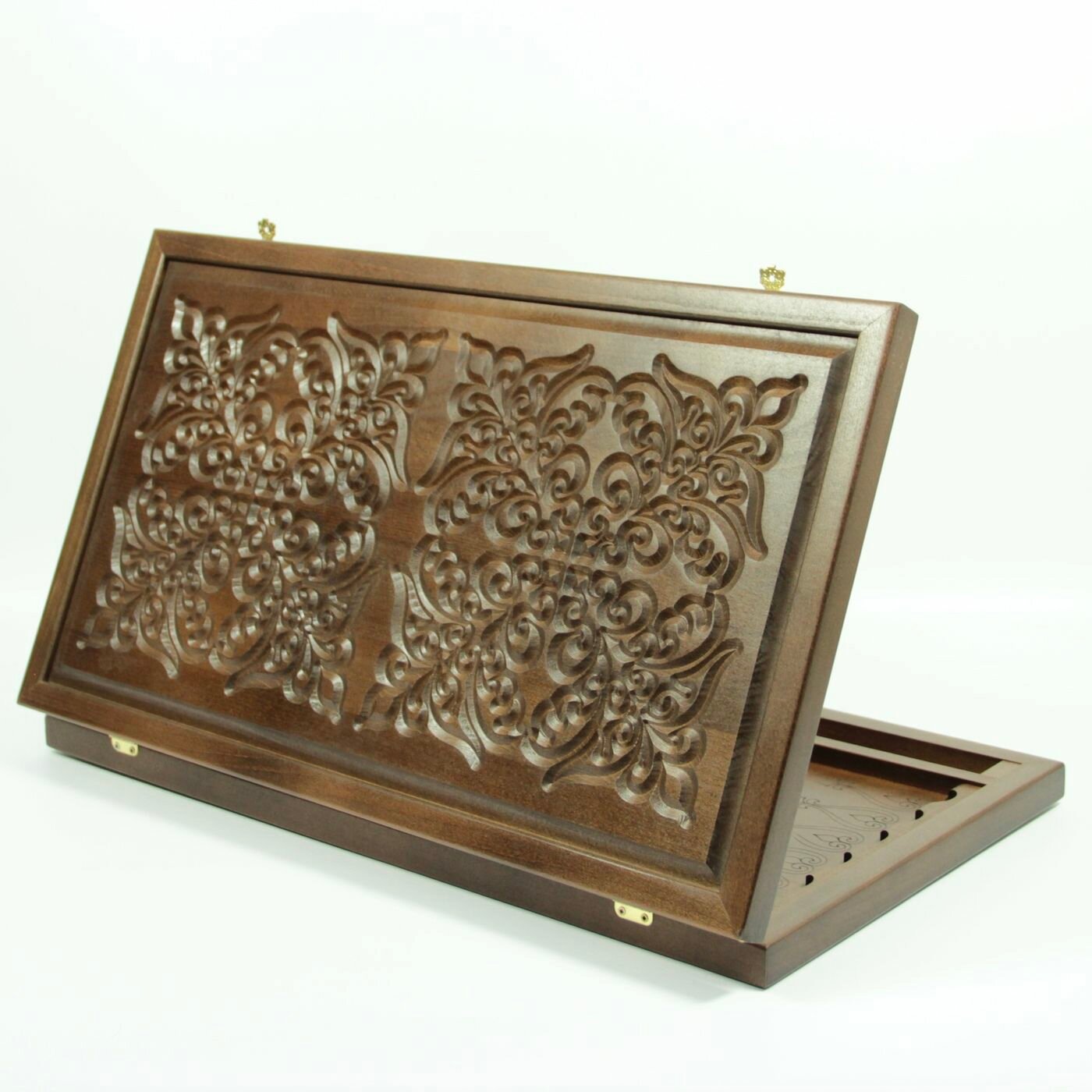 Нарды деревянные резные из бука "Темный Орнамент", большие