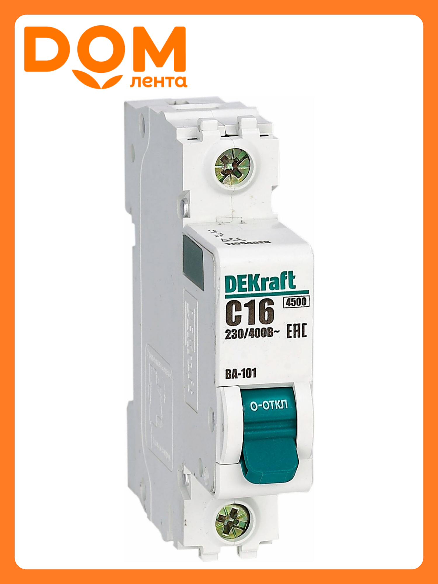 Автоматический выключатель DEKRAFT ВА-101 1P C16 A 4,5 кА