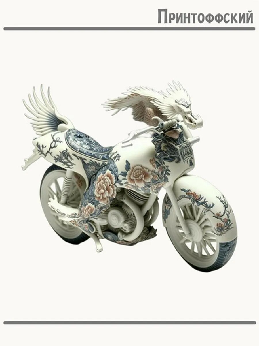 Термонаклейка для одежды и аксессуаров DTF-печать мотоцикл harley davidson в узорах