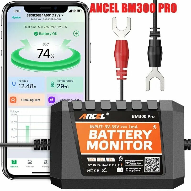 ANCEL BM300 PRO 6V/12V/24V Инструмент для диагностики автомобильного аккумулятора