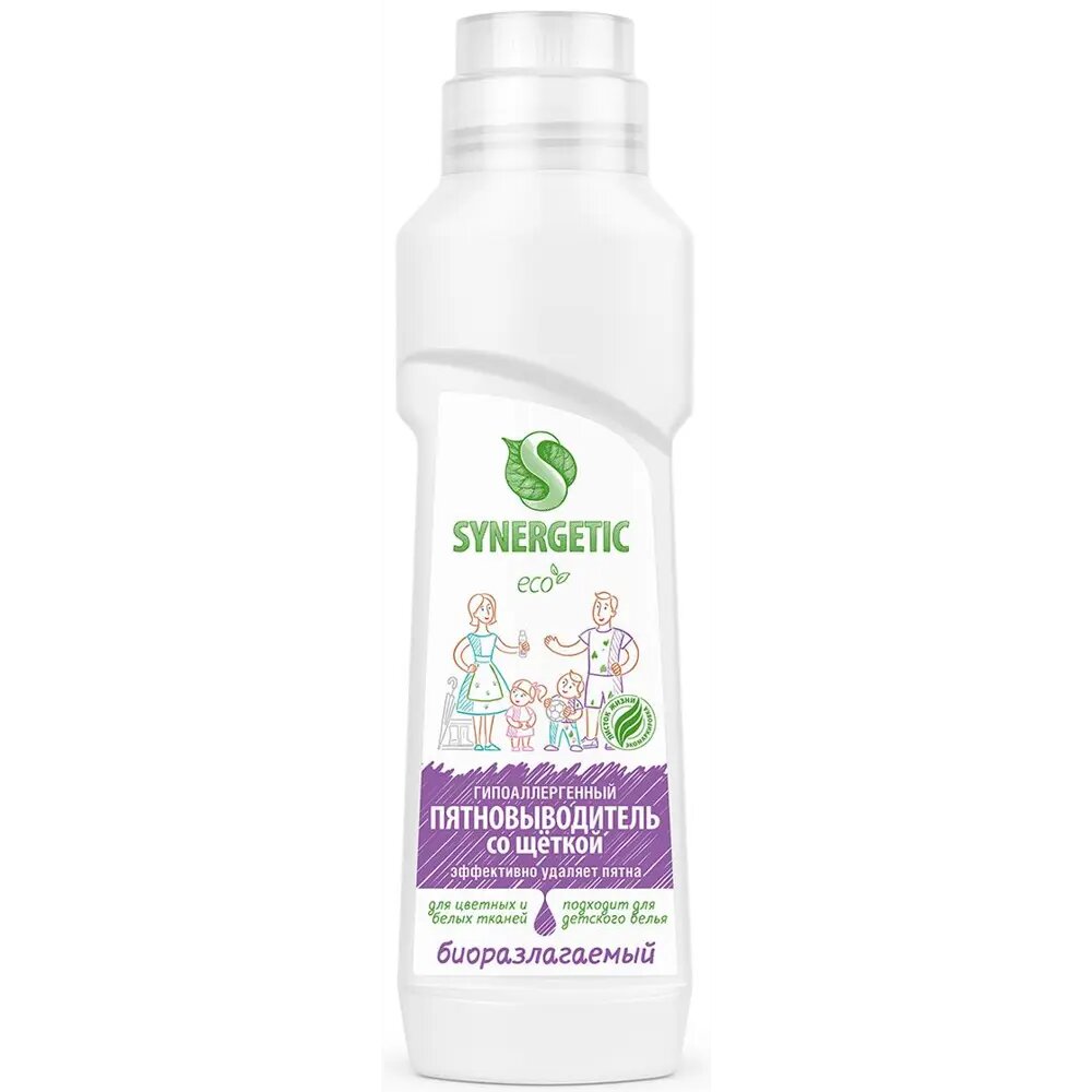 Пятновыводитель Synergetic для цветного белья 0.25 л гипоаллергенный биоразлагаемый