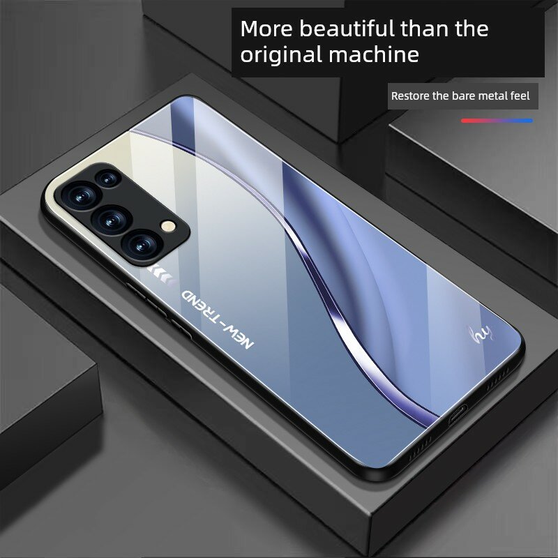 OPPO Reno5 K 5G Слим-Фит полная защита ударопрочный чехол — Небесно-голубой, в комплекте антицарапинное стекло