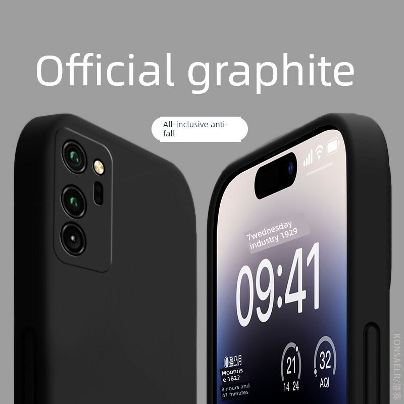 Одинарный чехол из жидкого силикона для Honor V20 с прямыми краями, черный