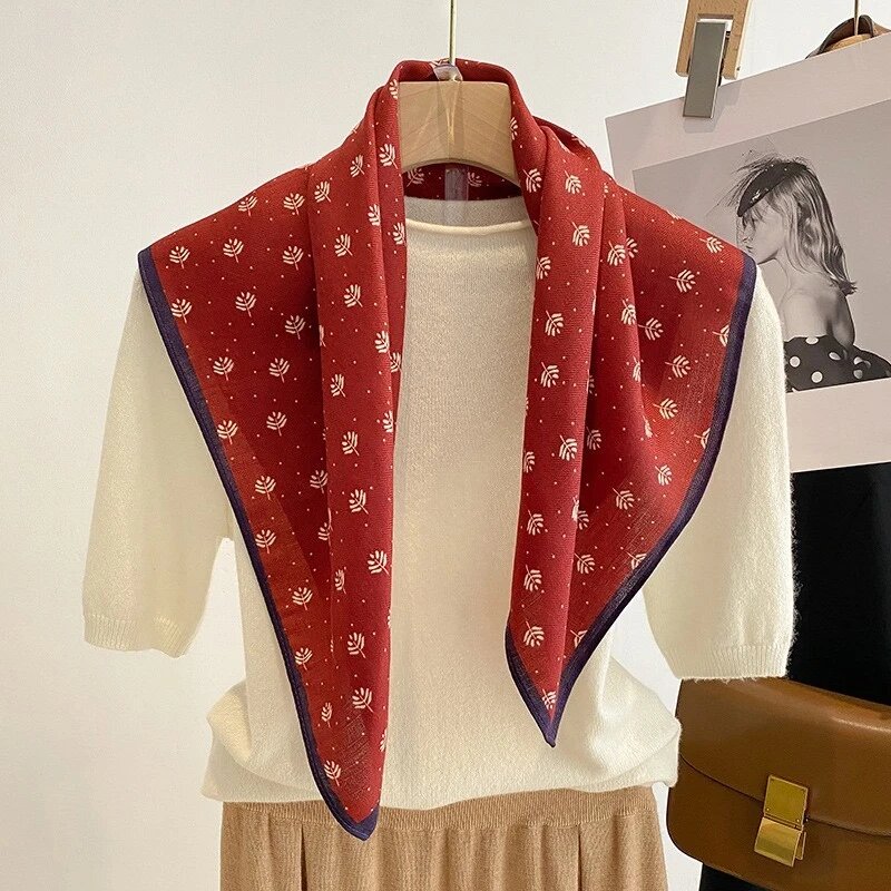 Шарф-бандана с цветочным принтом, красный, FW-12-Red