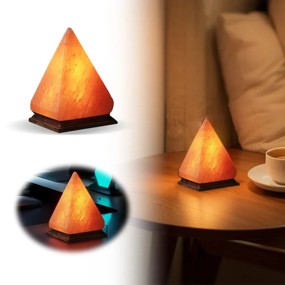 USB-соляная лампа из гималайской соли, прямоугольная, тёплый свет