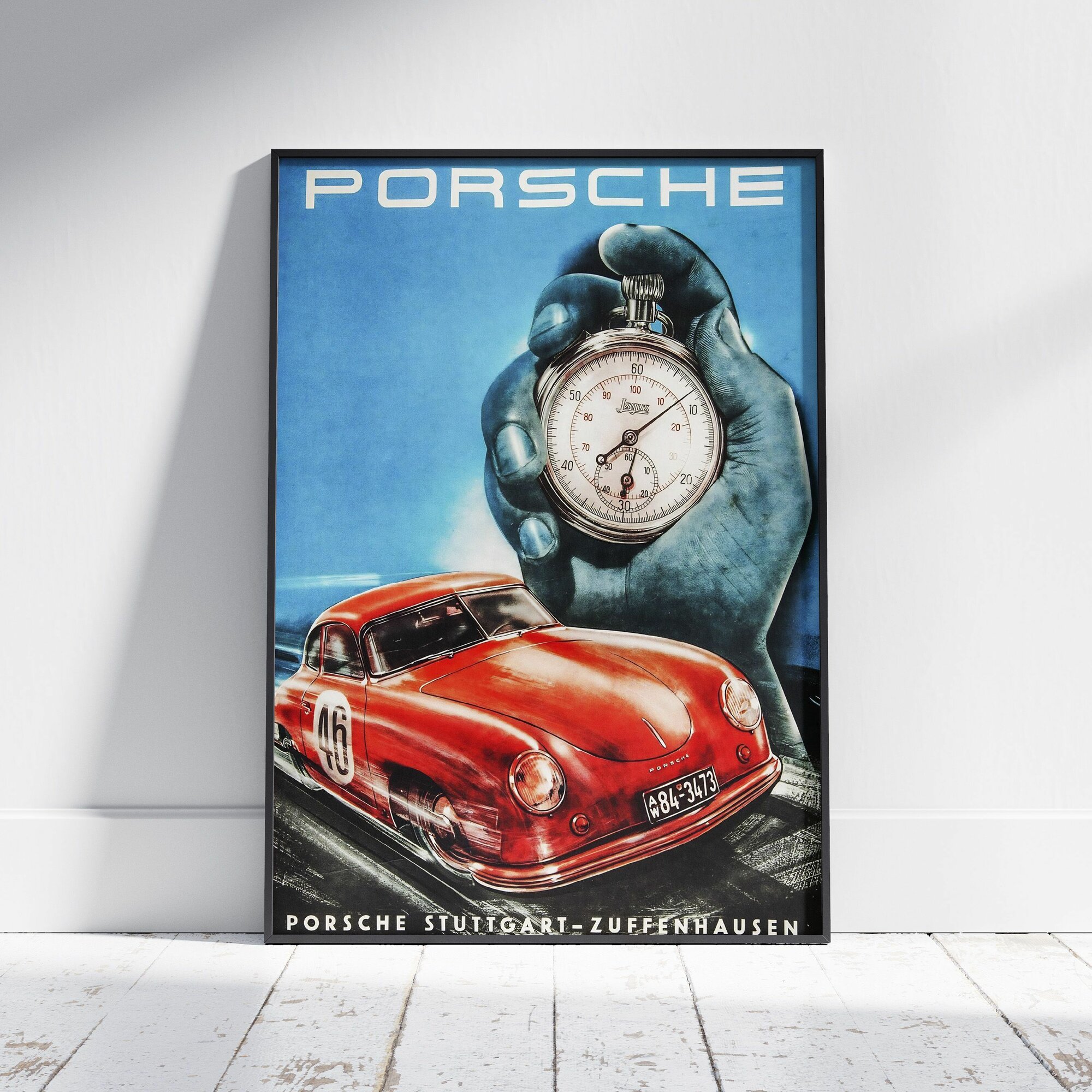 Плакат на стену для интерьера Культовые машины (Porsche 356 2) - Постер по легендарным и классическим ретро автомобилям формата А4 (21x30 см)
