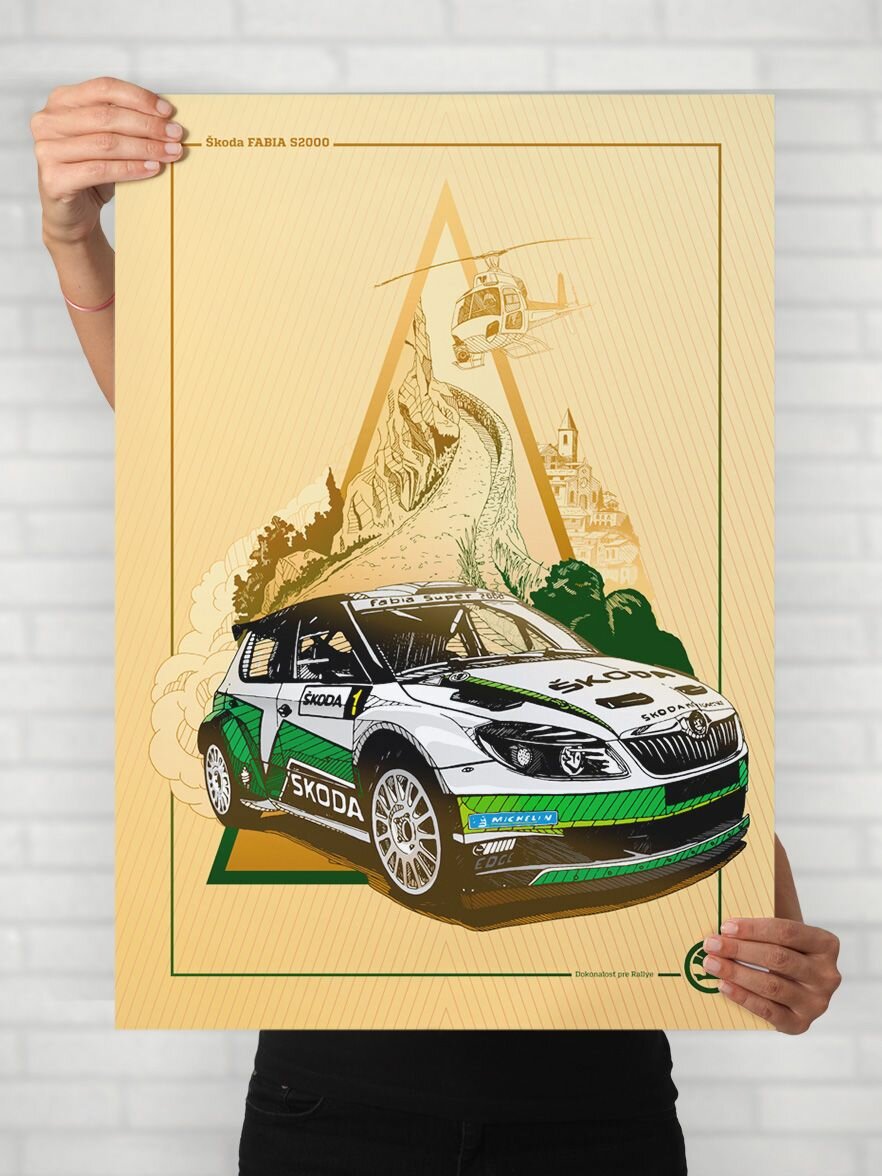 Плакат на стену для интерьера Марки Машин (Шкода - Skoda 5) - Постер по автопроизводителям формата A1 (61x84 см)