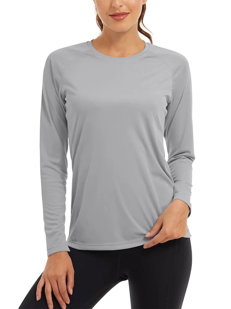 Женская спортивная футболка с длинным рукавом, серый, 3XL (US 2XL)