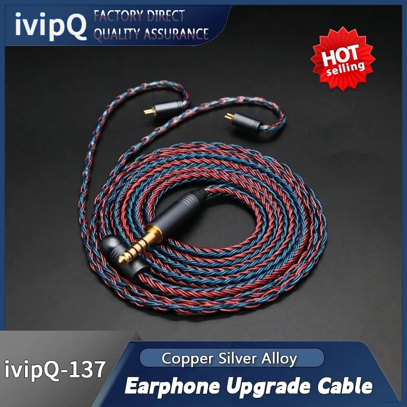 IvipQ Кабель для наушников 3.5mm QDC, медно-серебряный сплав