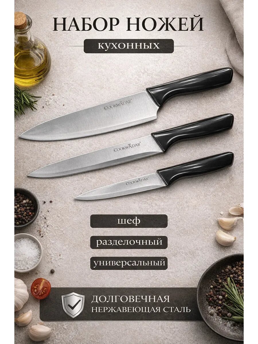 Ножи кухонные набор 3 штуки