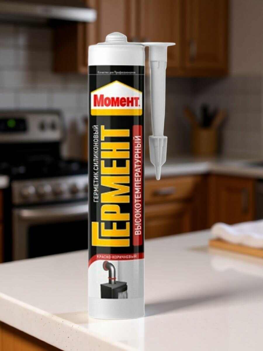 Герметик силиконовый высокотемпературный Момент Гермент 300 мл, 1 шт