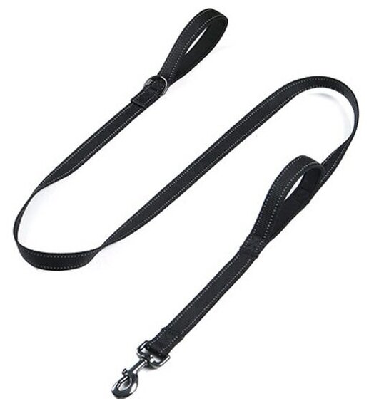 Поводок Zoowell 2HLeash для собак средних и крупных пород с двумя ручками, черный
