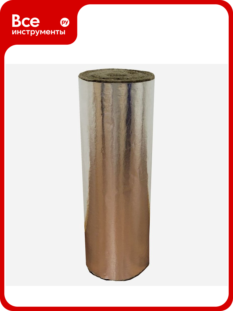 Базальтовый мат с фольгой BASFIBER 10000x1000x10 мм, 10 м2, огнеупорный 700 С EI 60 бим-ыент 6 EI 60 бим-вент 10 EI 60