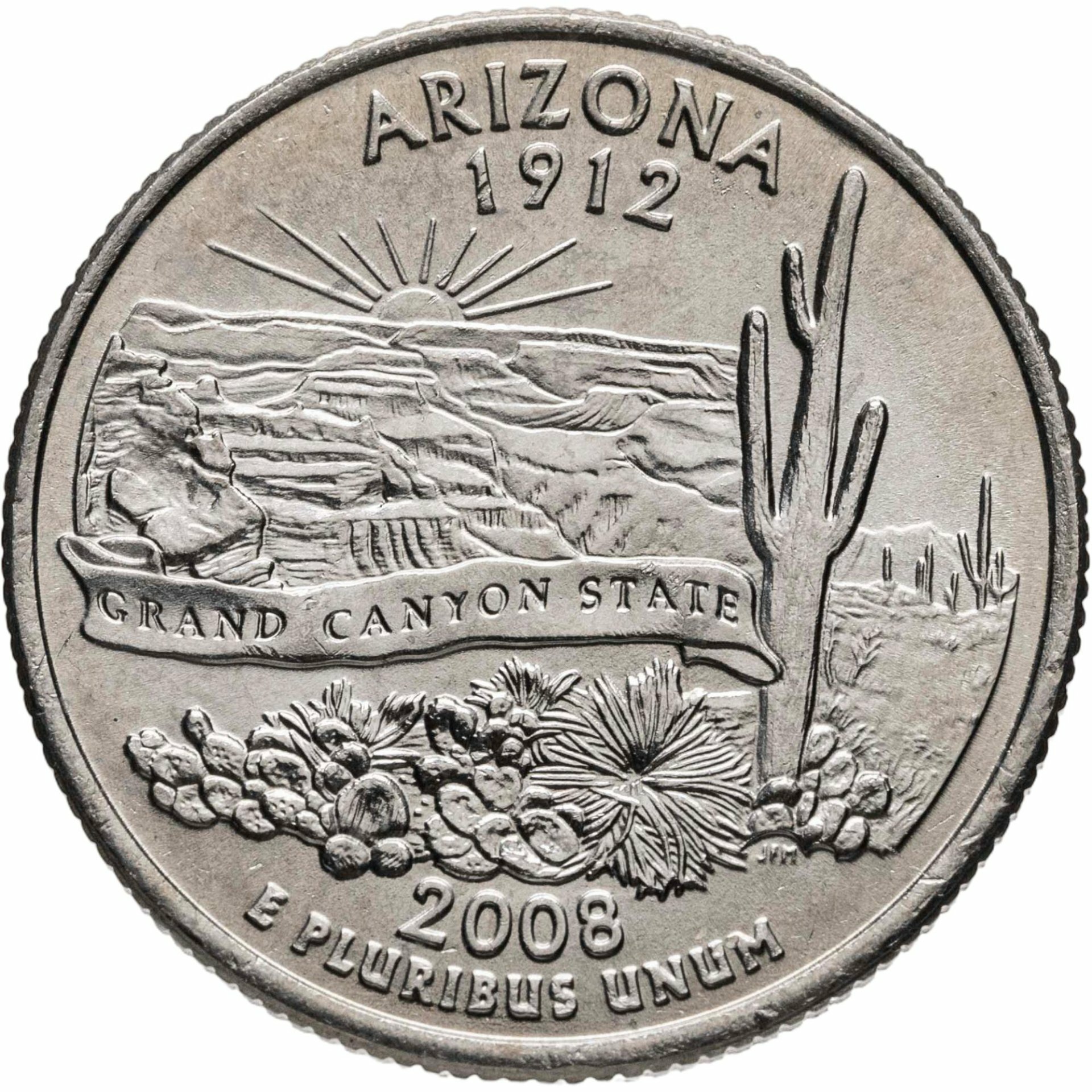 США 25 центов квотер, 1/4 доллара, quarter dollar 2008 P Аризона Arizona, Медь, в сохранности UNC