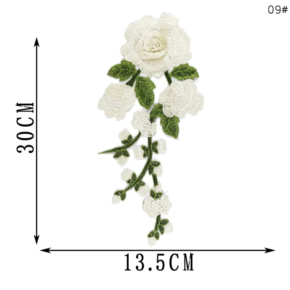 Вышитая нашивка белая, 30x13.5 см, #09