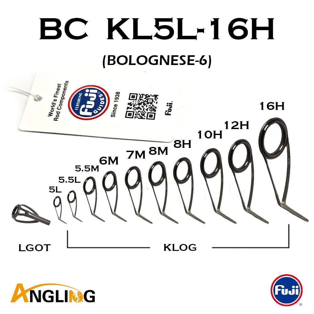 Комплект кольцевых втулок Fuji LGOT KT KL-L M H для удочек Bolognese-6-BC, LGOT 5-1.2