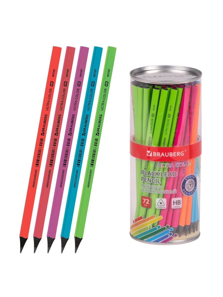 Карандаш чернографитный BRAUBERG Ultra Color HB пластик