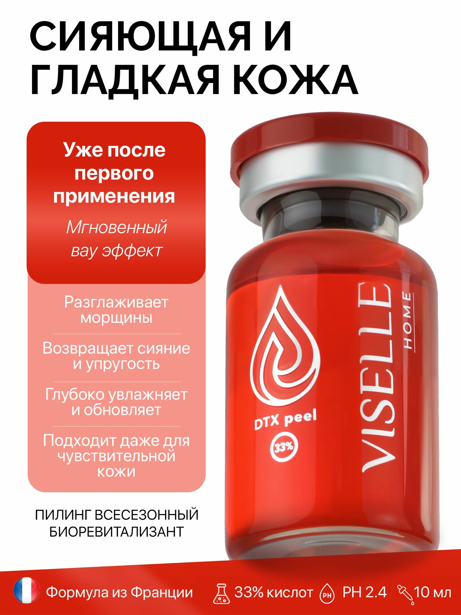Пилинг для лица и тела биоревитализирующий VISELLE DTX 33% с комплексом DETOXONDRIA