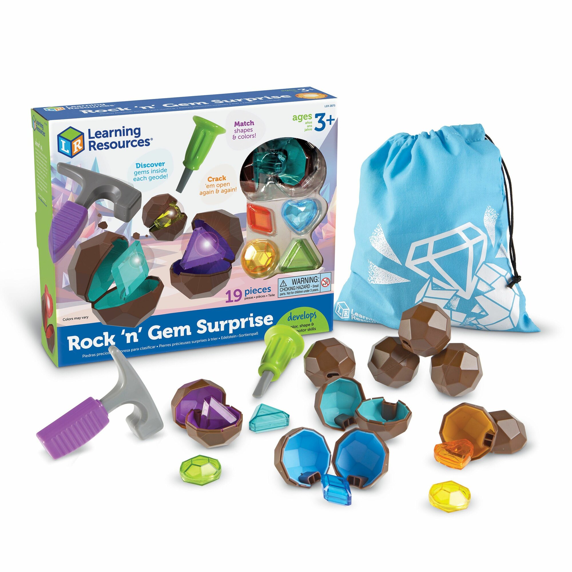 Развивающая игрушка Learning Resources - Набор драгоценных камней для развития моторики Rock 'n' Gem Surprise, 19 эл. - LER2875