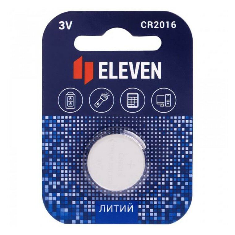 Батарейка дисковая литиевая тип CR2016, Eleven (1шт в блистере), 301758 3 V-test