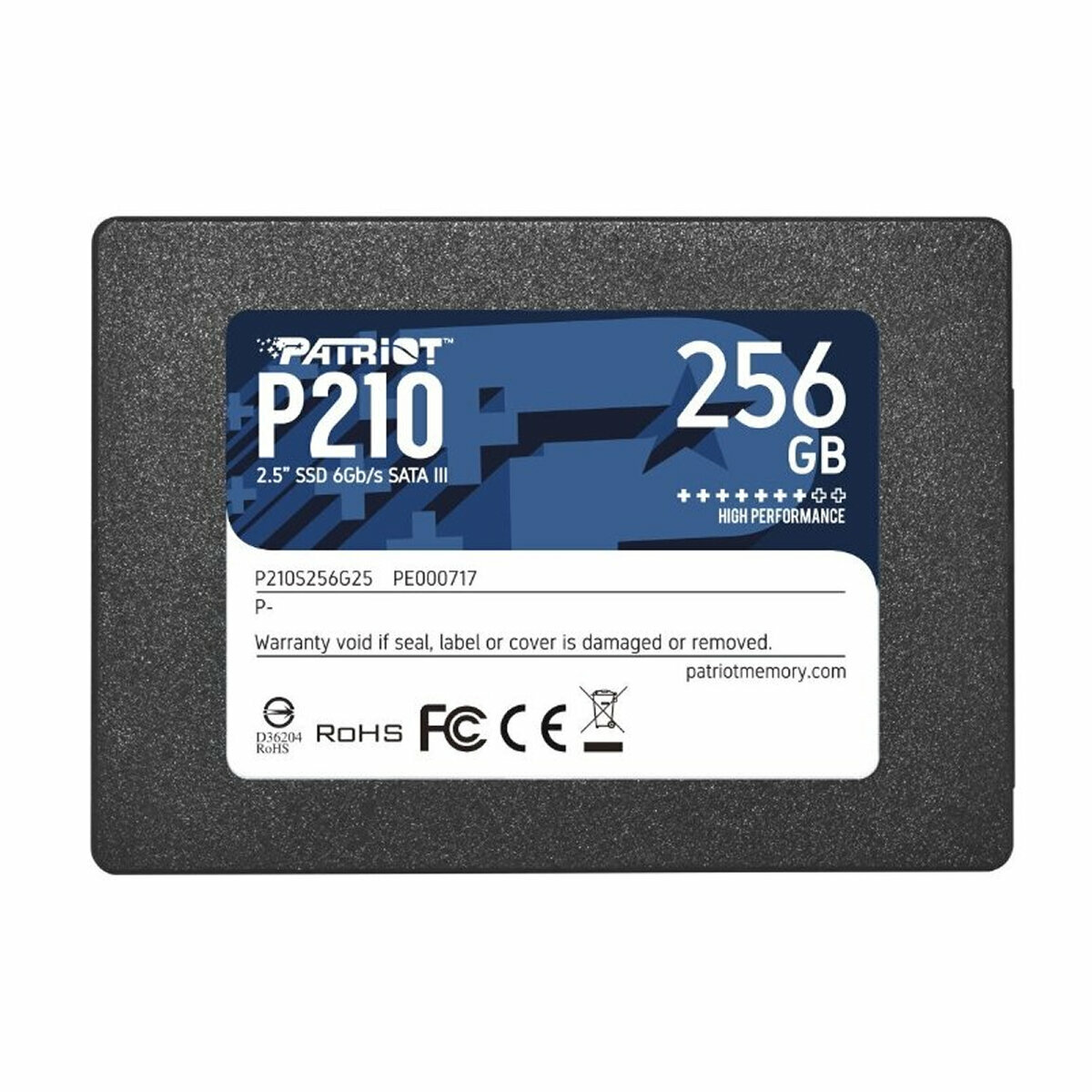 SSD-накопитель Patriot Memory 256GB P210 P210S256G25, SATA III, черный