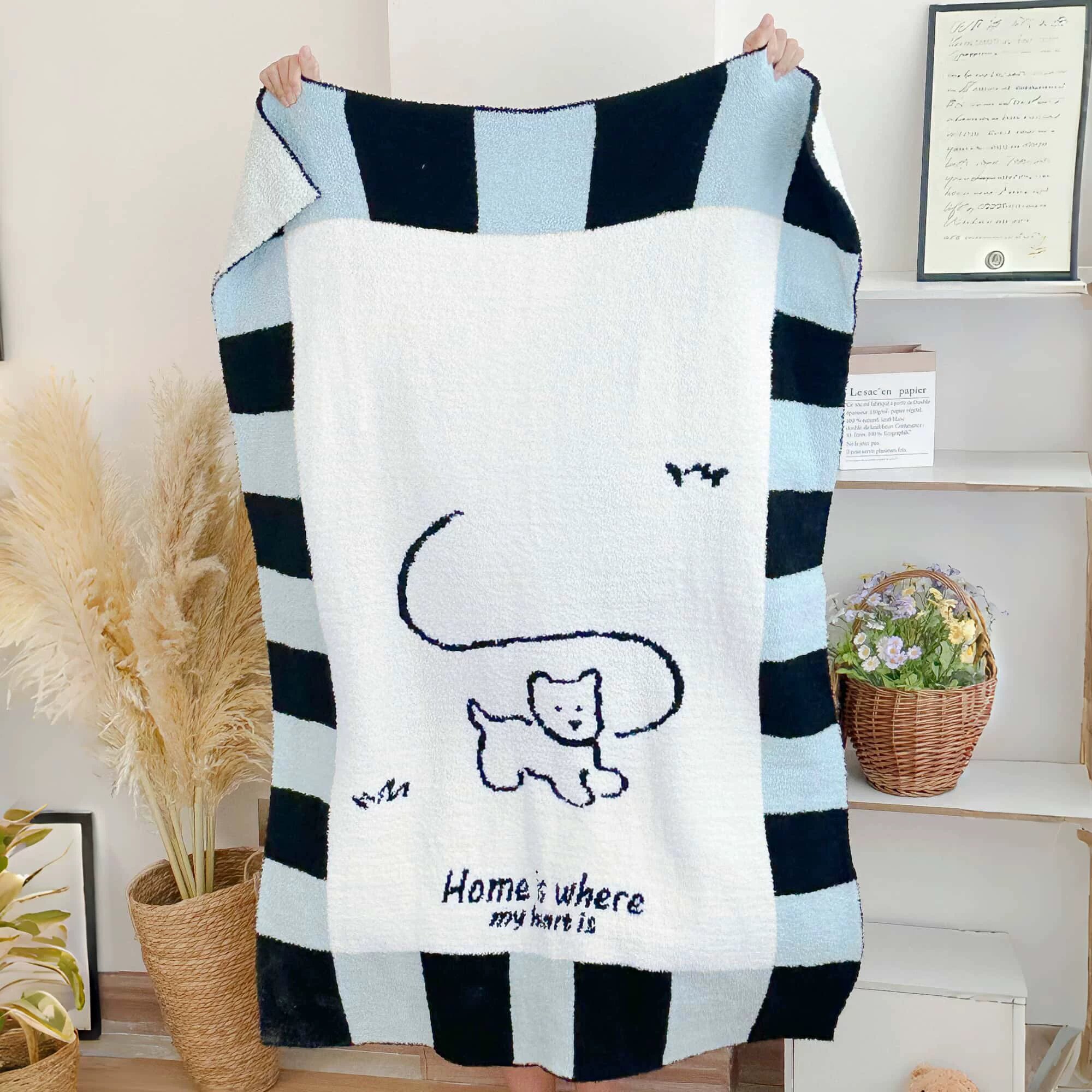 Оригинальное исландское одеяло из морской соли Puppy Half-Fleece от Niuzhaijia - легкое повседневное одеяло для сна,