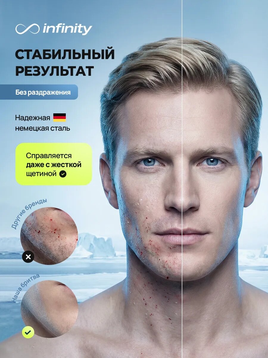 Сменные кассеты Infinity Pro Arctic Refills, для бритв Infinity Pro 5, Gillette Fusion 5, 2 шт — фото 1