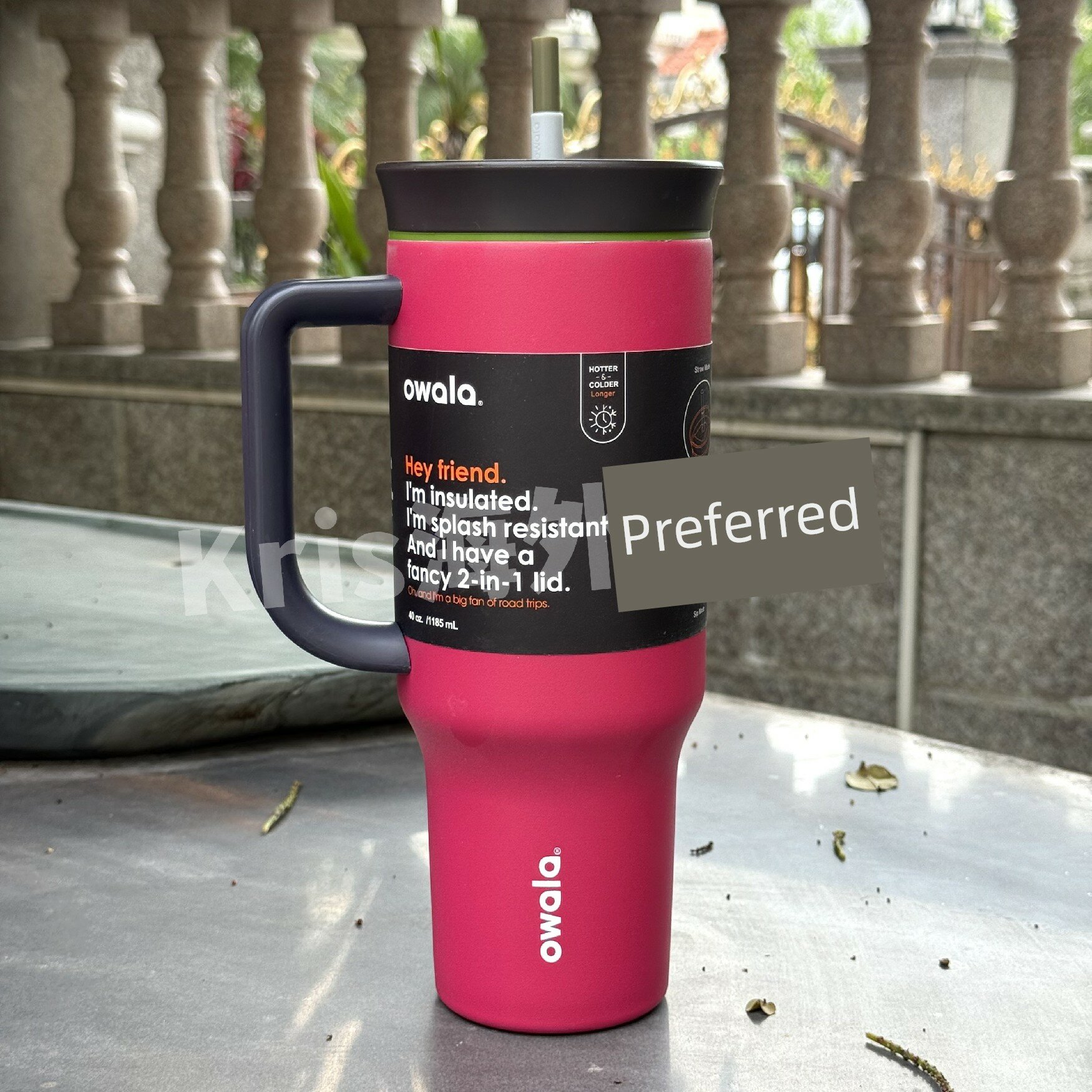 Owala 40oz Нержавеющая Сталь Изолированный Стакан с Строй - Безопасный, Цвет Арбузная Вода для Лета