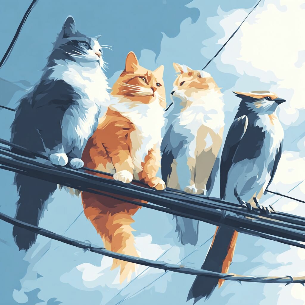 Картина по номерам, 40 x 40, перелетные коты