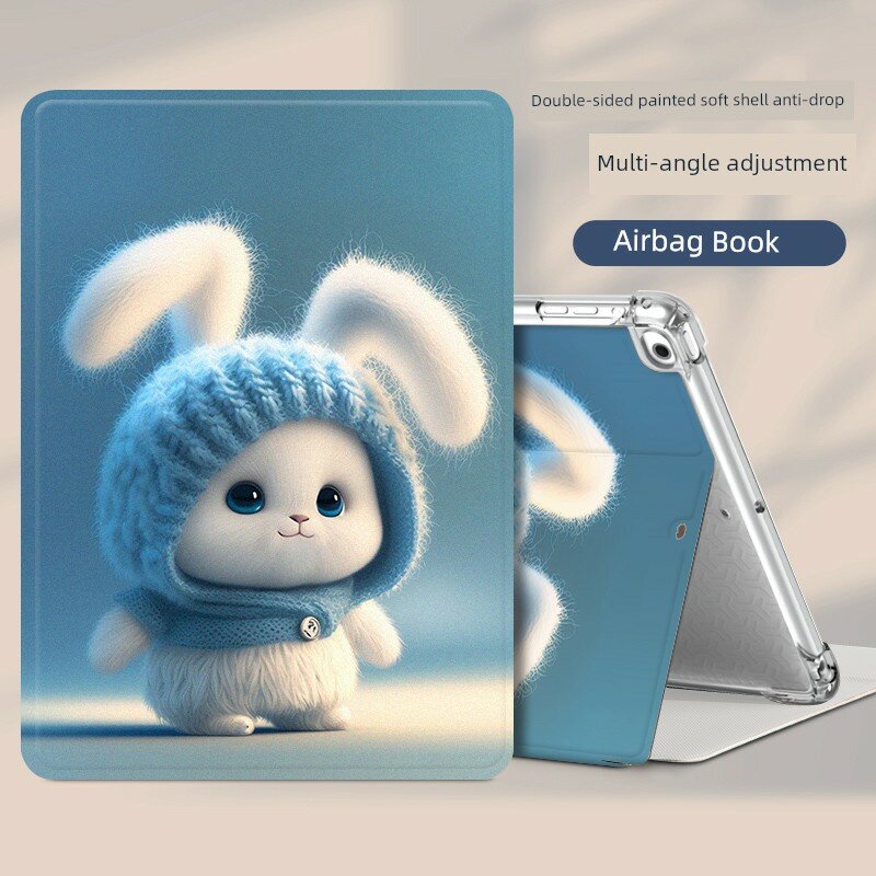 Чехол для iPad Pro 2020 11 дюймов с прозрачным синим кроликом в шапке, амортизирующий, включает защитное стекло