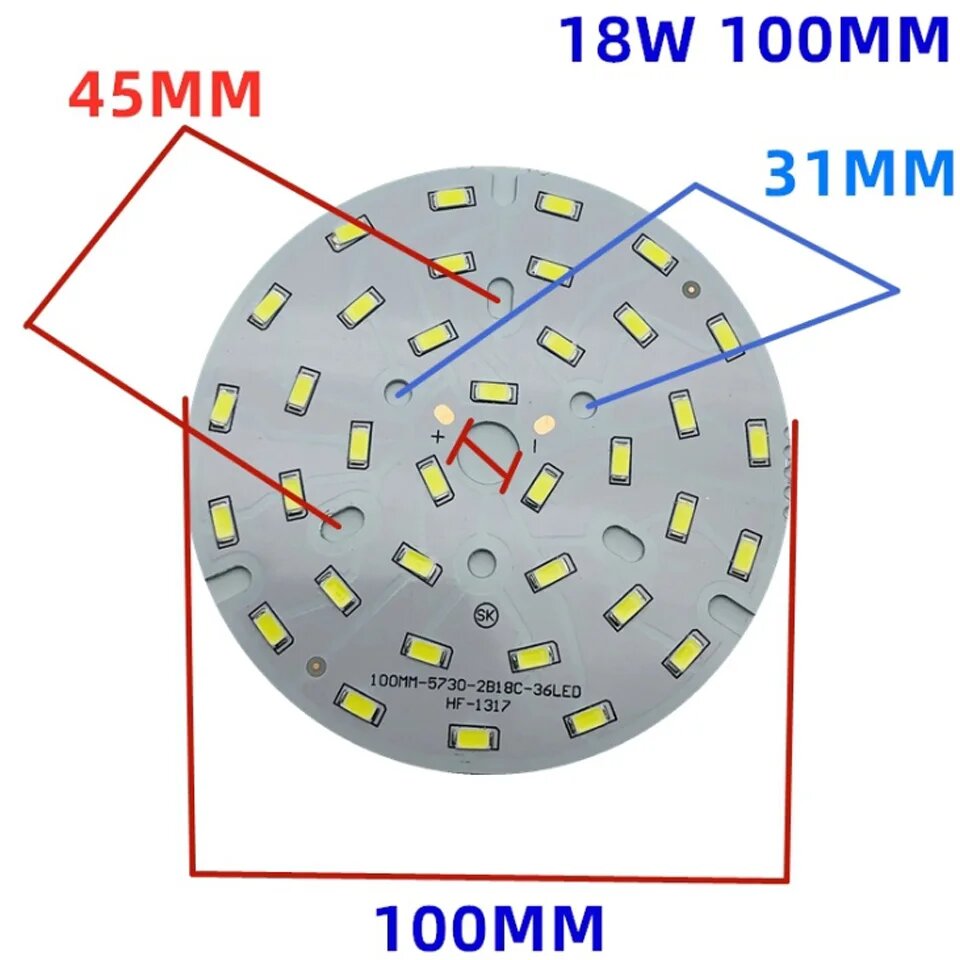 Светодиодный чип 18W 100mm Warm White