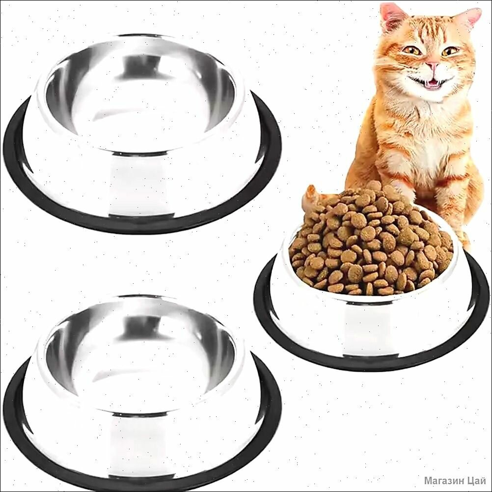 Миска для животных, Pet lunch, кошек и собак металлическая двойная для воды и корма 200/400/600ml