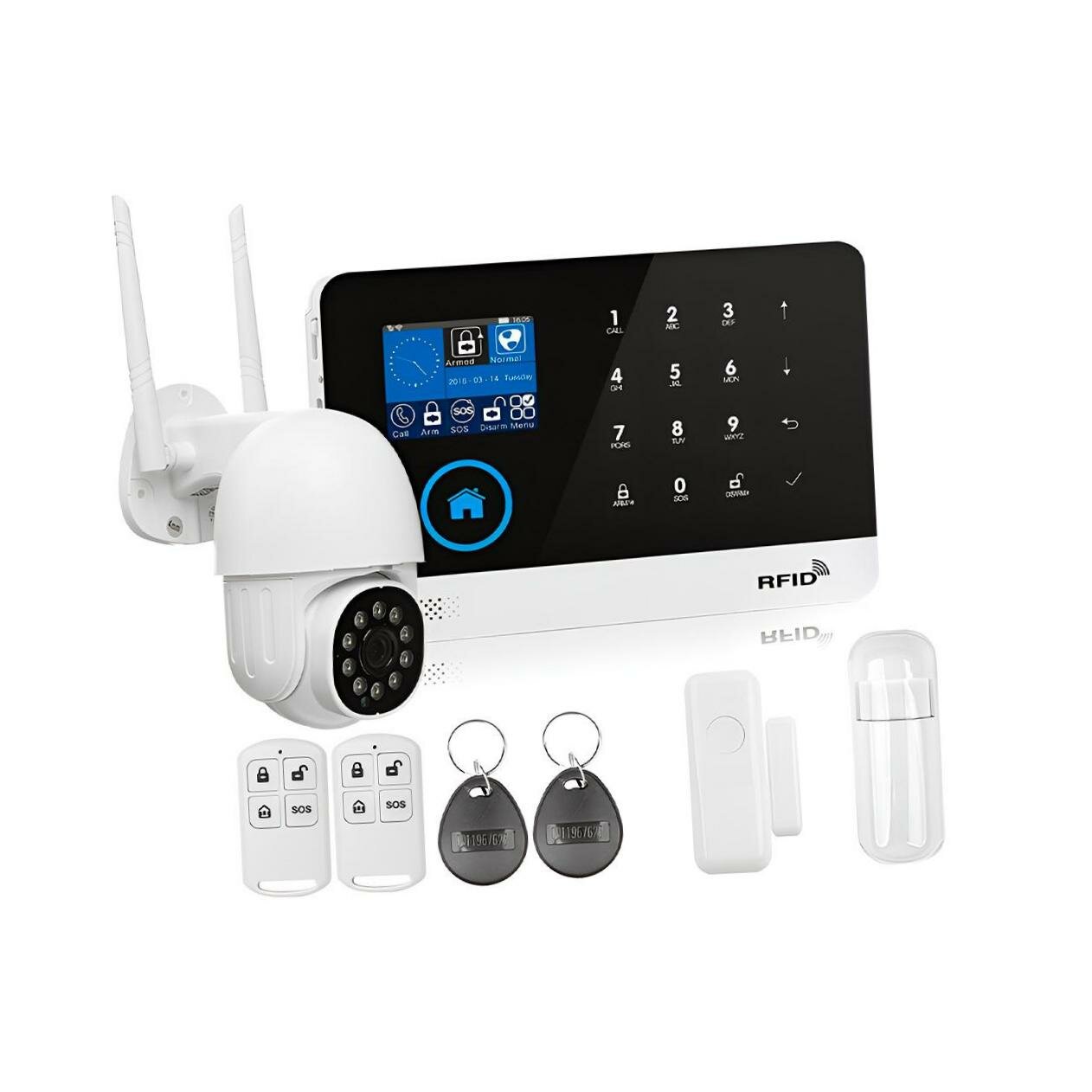 Система GSM/Wi-Fi сигнализация с камерой видеонаблюдения: Strazh Oko и HDcom 9826-ASW5 (Q41131KO) для дома, коттеджа и гаража с датчиком движения.
