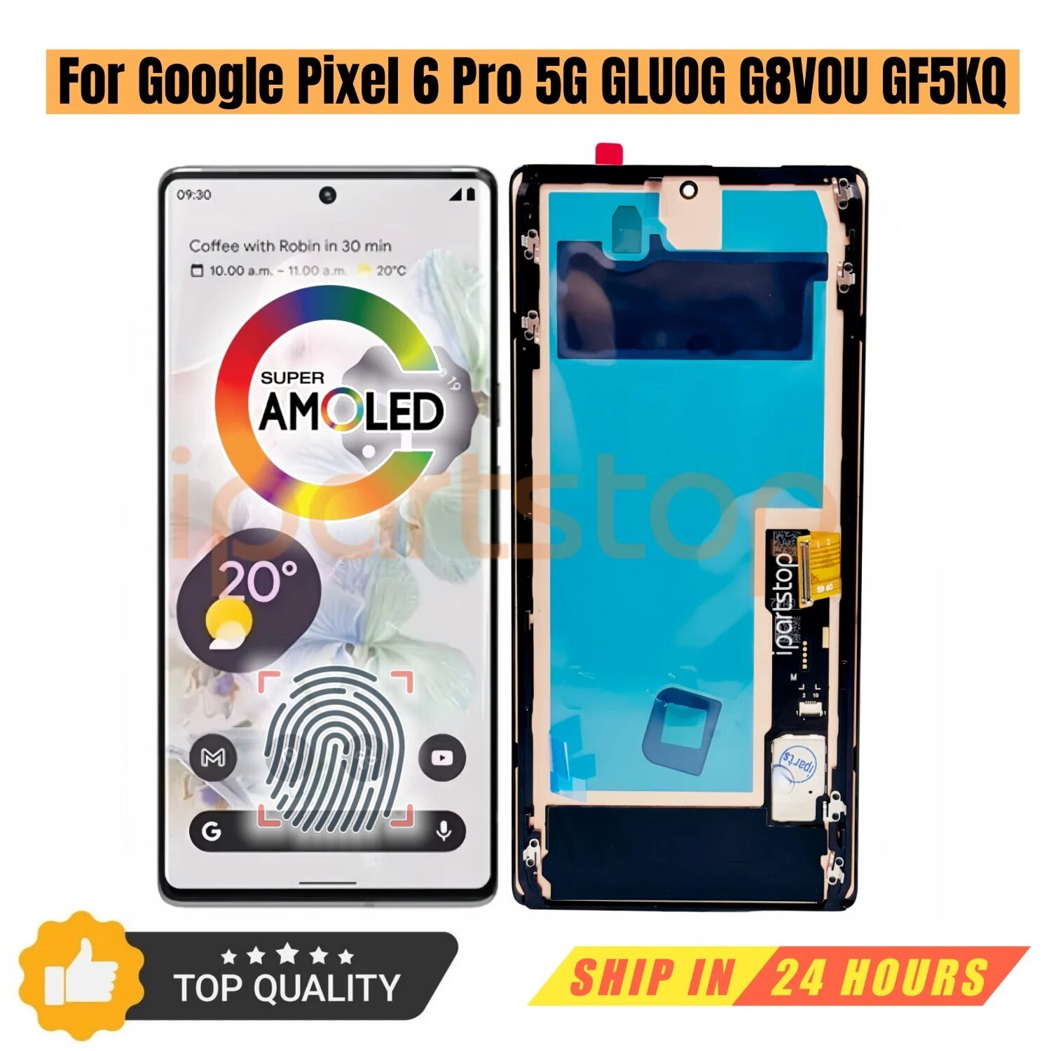 Новый дисплей iParts для Google Pixel 6 Pro 5G GLUOG G8VOU GF5KQ AMOLED с сенсорным экраном и рамкой в сборе, протестирован