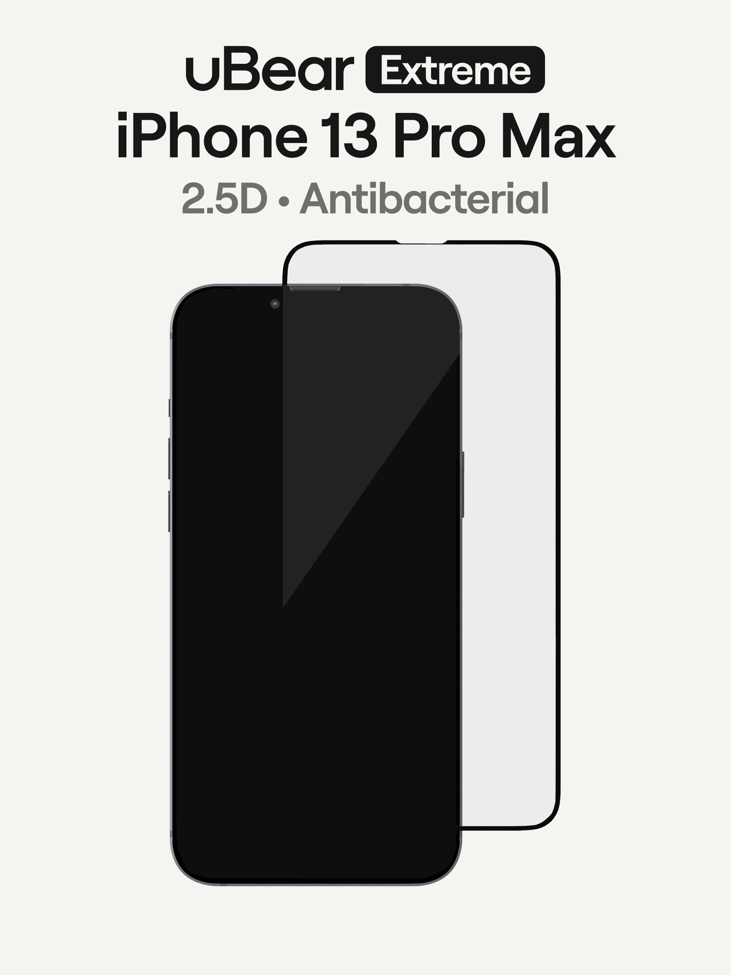 Защитное 2.5D стекло uBear Antibacterial Extreme Nano Shield для iPhone 13 Pro Max, антибактериальное, алюмосиликатное