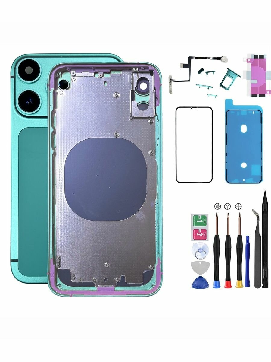 DIY комплект задней крышки, совместим с iPhone X до 17 Pro, для самостоятельной замены с инструментами-Бирюзовый