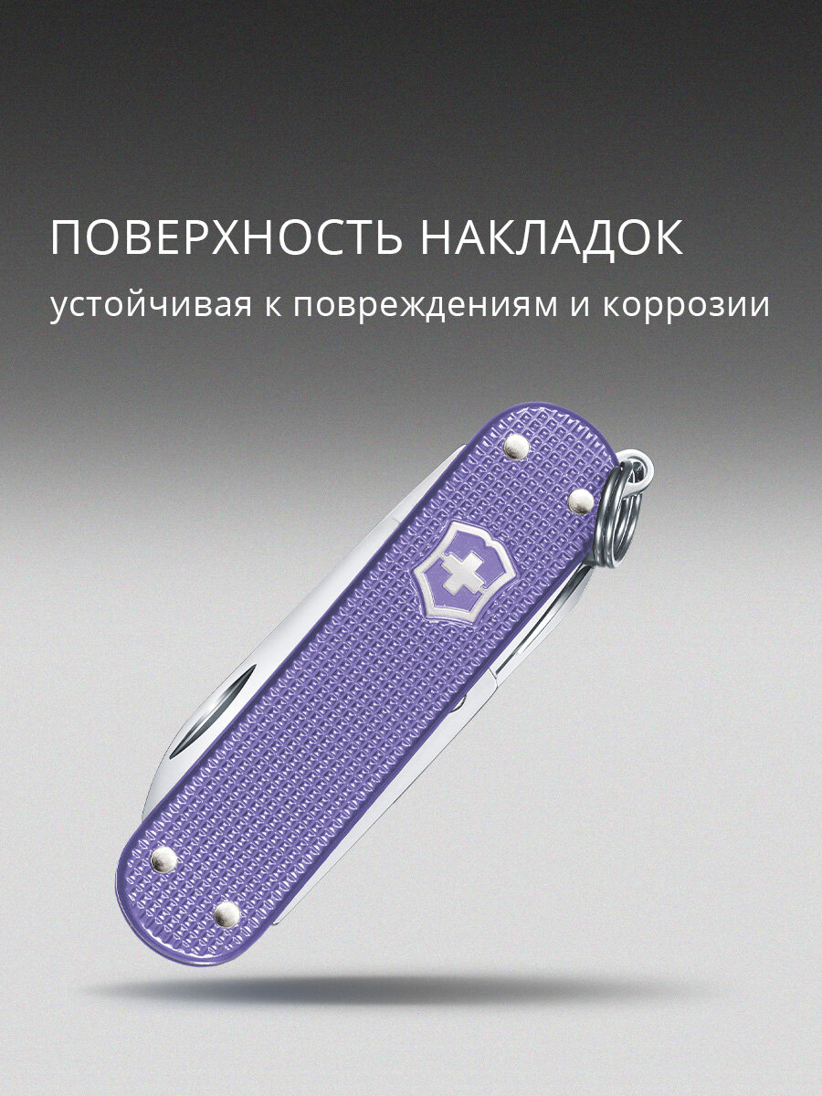 Нож перочинный Victorinox Classic Electric Lavender (0.6221.223G) 58мм, 5 функций, картонная коробка — фото 1