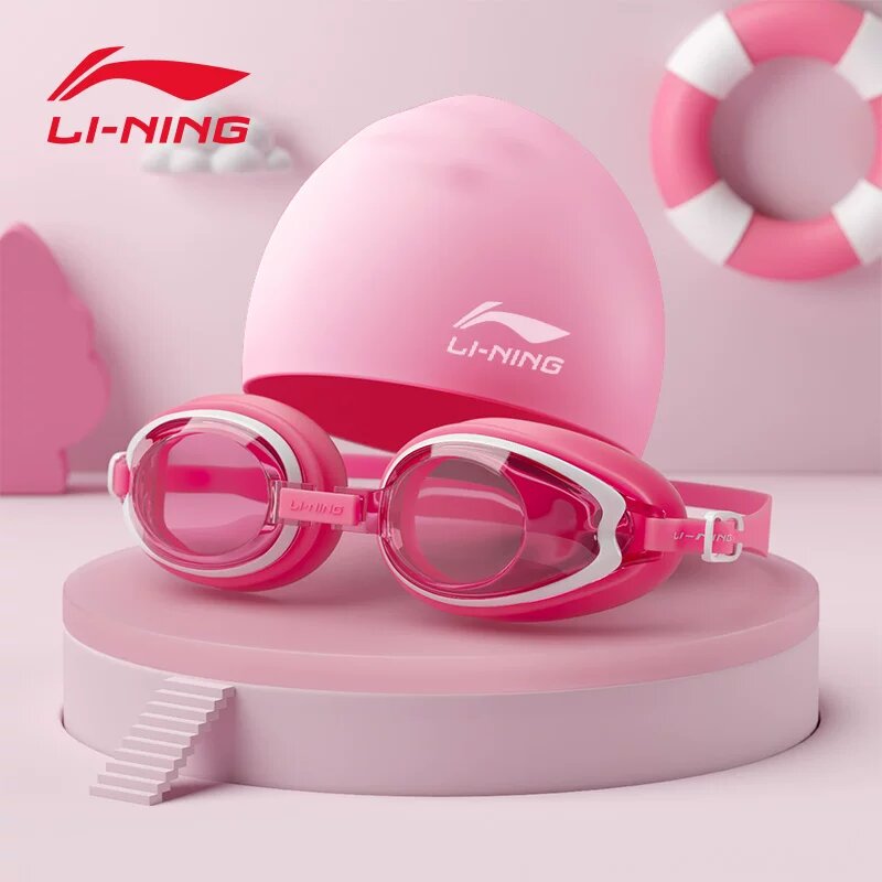Детские очки для плавания Li Ning для мальчиков и девочек, противотуманные и водонепроницаемые очки высокой четкости