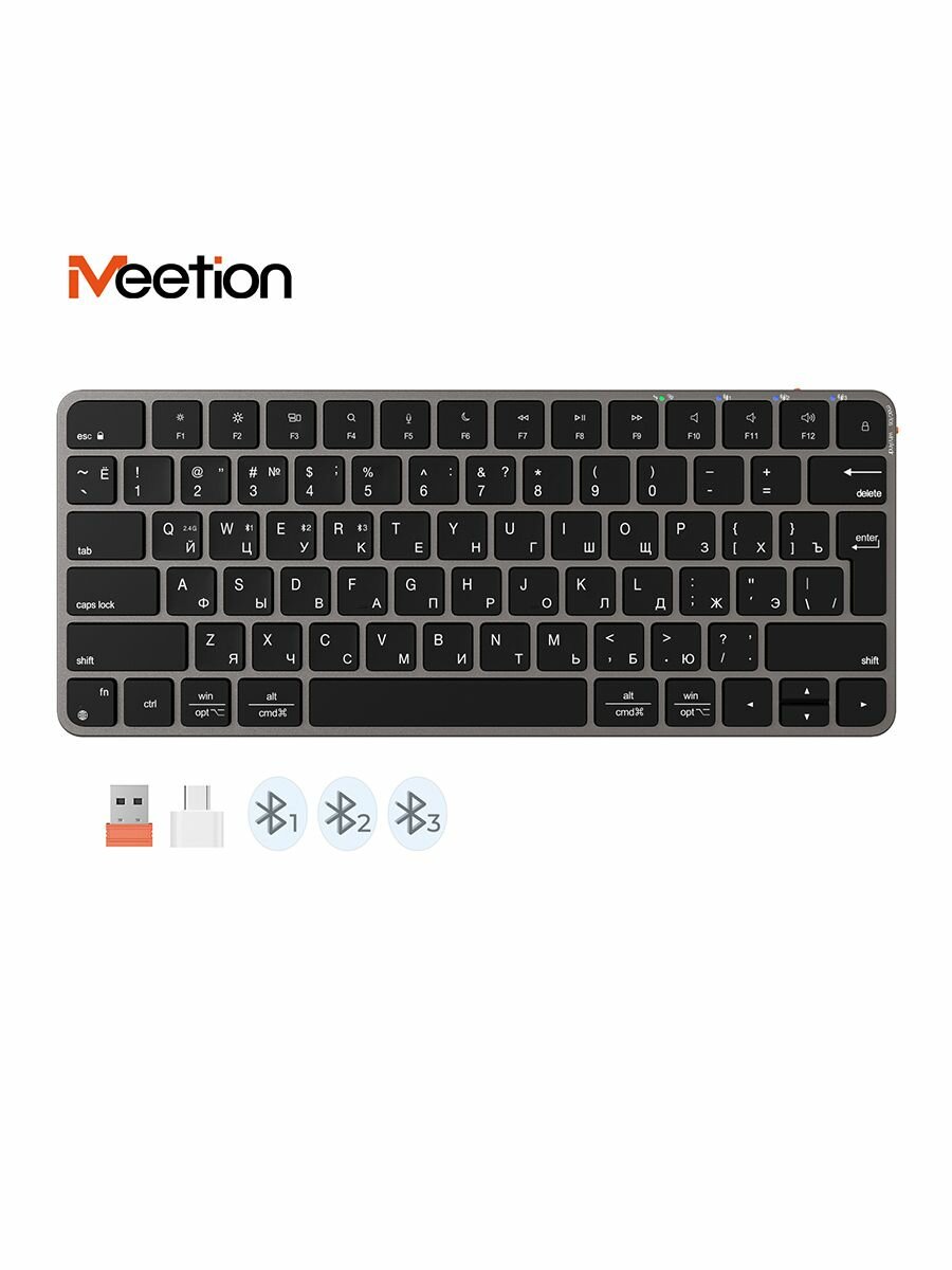 Низкопрофильная беспроводная клавиатура Meetion K210MW ножничная, черная