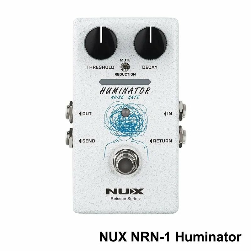 Педаль шумоподавления NUX NRN-1 Huminator для электрогитары и баса, аналоговый шумогейт, два режима: редукция и мута, встроенный эффектный петлей